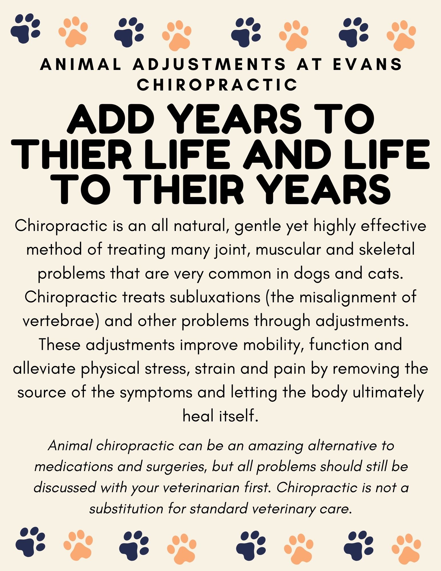 Animal Chiropractic | Evans Chiropractic